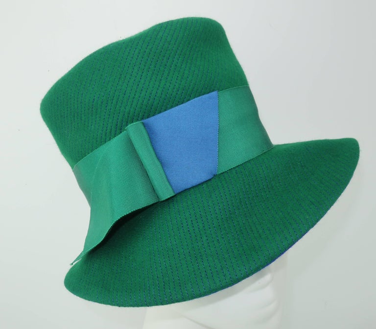 C.1960 Amy of New York Blue and Green Hat at 1stDibs