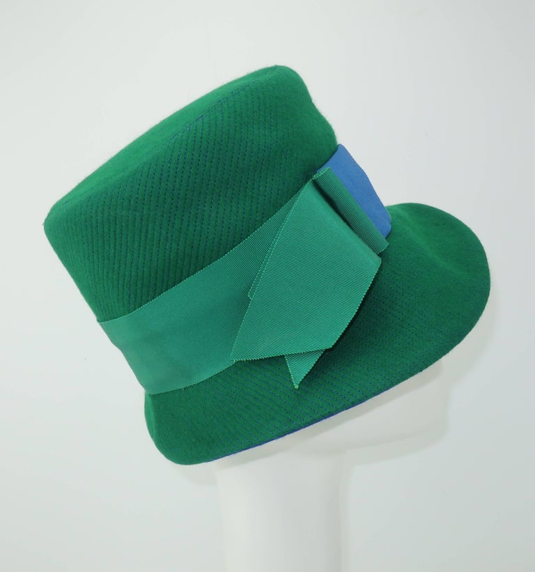 C.1960 Amy of New York Blue and Green Hat at 1stDibs