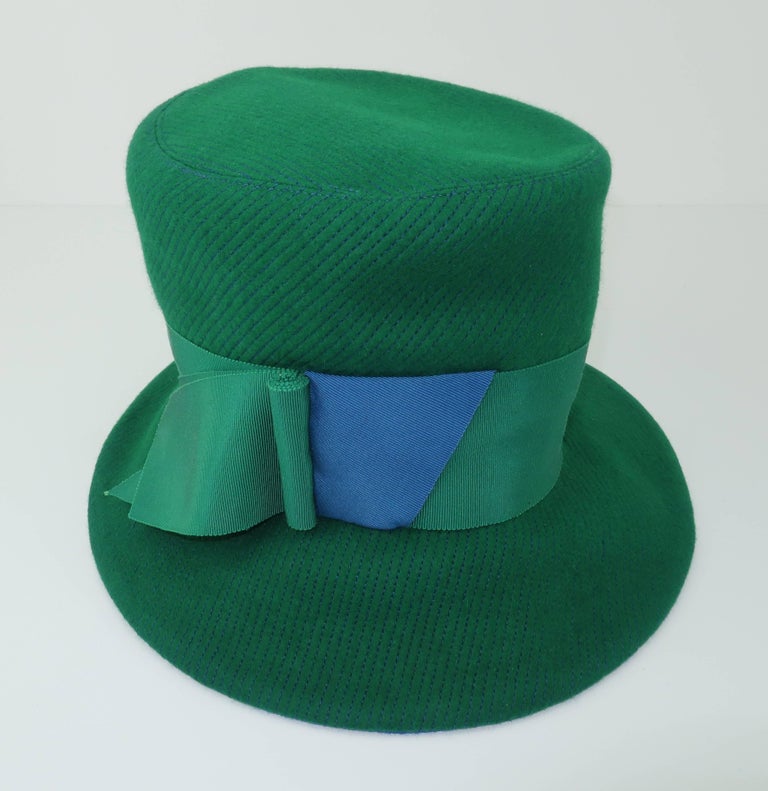 C.1960 Amy of New York Blue and Green Hat at 1stDibs