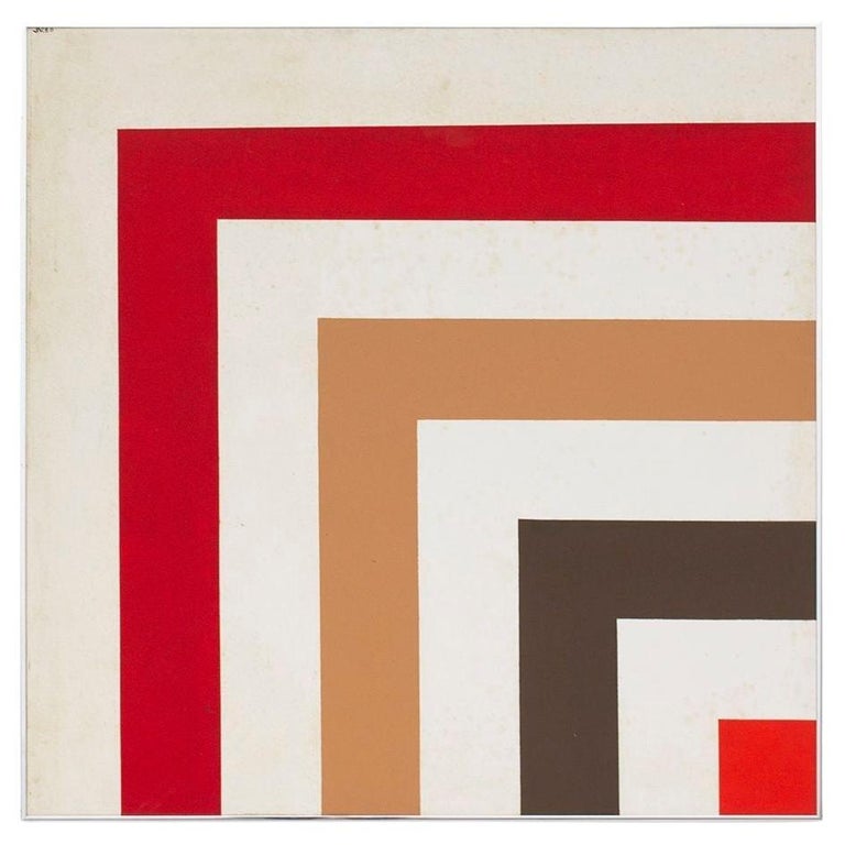 Hard Edge Abstract Geometric Acrylic Painting Signed J.v. 80, circa ...