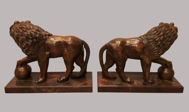 Pair of Carved Medici Lions, of Monumental Proportions, 19th Century ...