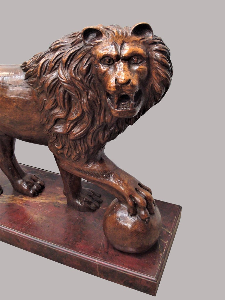 Pair of Carved Medici Lions, of Monumental Proportions, 19th Century ...