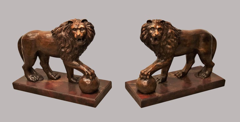 Pair of Carved Medici Lions, of Monumental Proportions, 19th Century ...