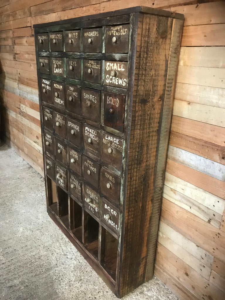 Ca 1900 Vintage industrial workshop pigeon hole cabinet with 30 drawers ...