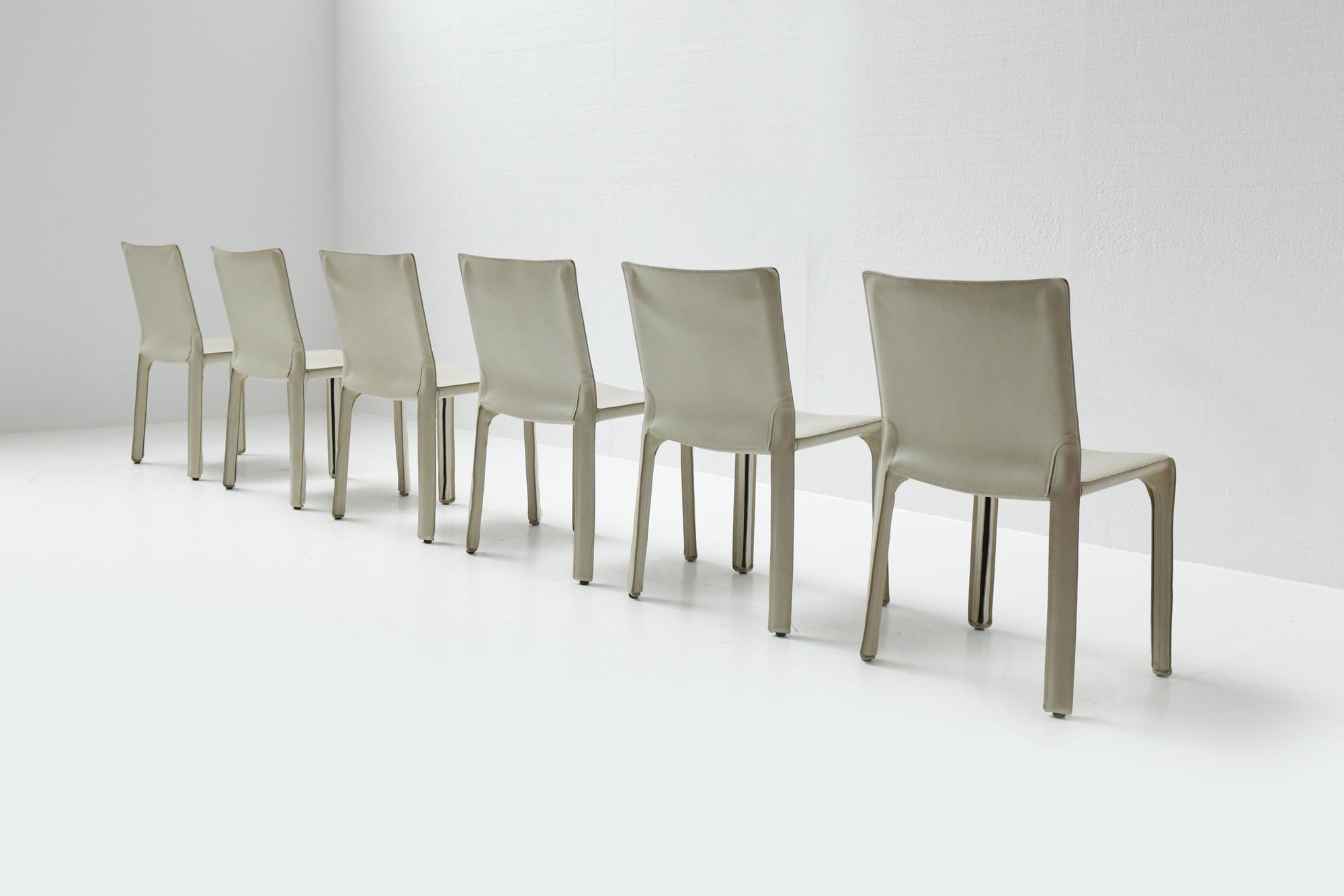 Cab 412 Grey Leather Vintage Dining Chairs by Mario Bellini for Cassina ...
