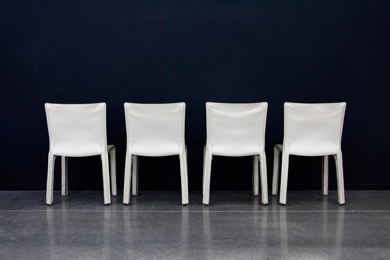 TAXI Chairs by Mario Bellini for Cassina in Ivory White Leather at 1stDibs