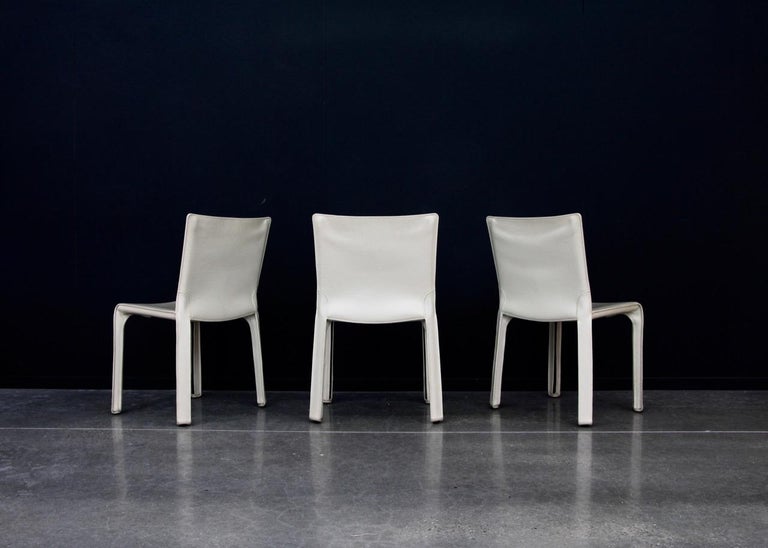 TAXI Chairs by Mario Bellini for Cassina in Ivory White Leather at 1stDibs