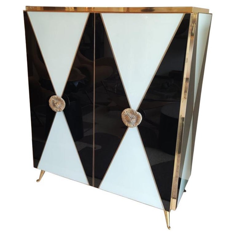Cabinet in Mirror and Brass For Sale at 1stDibs
