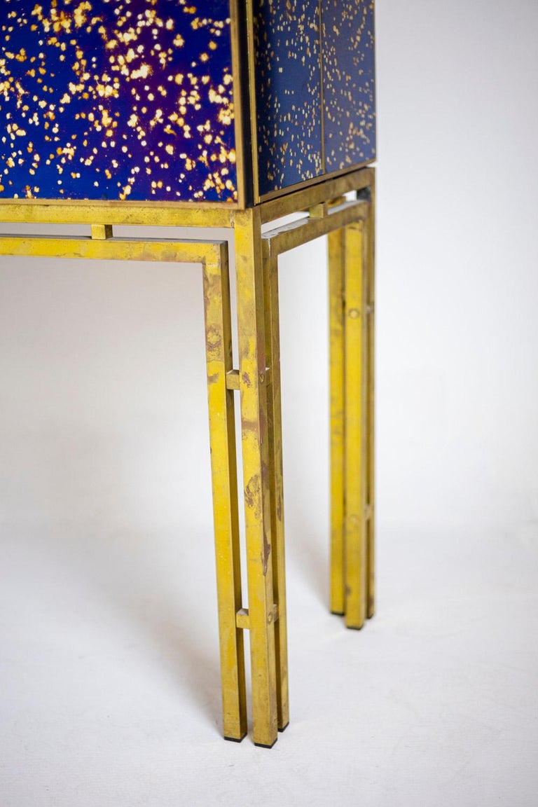 Cabinet in Oxidized Mirror and Gilt Brass, Contemporary Work at 1stDibs
