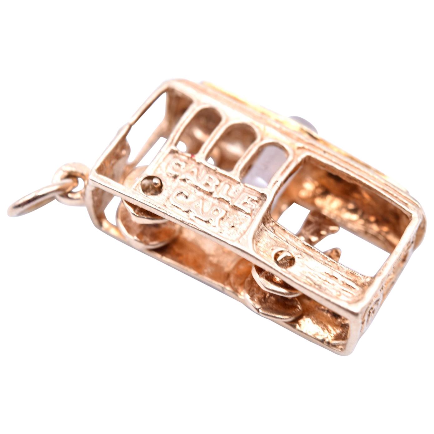 Cable Car Charm 14 Karat Yellow Gold at 1stDibs