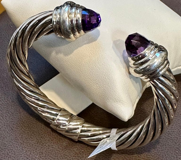 Cable Classics Bracelet in Sterling Silver with Amethyst Hinged Bangle ...