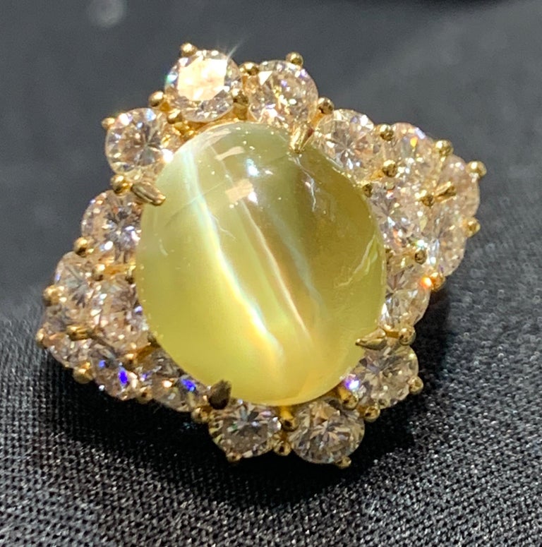 Cabochon Chrysoberyl Cats Eye and Diamond Ring For Sale (Free Shipping ...