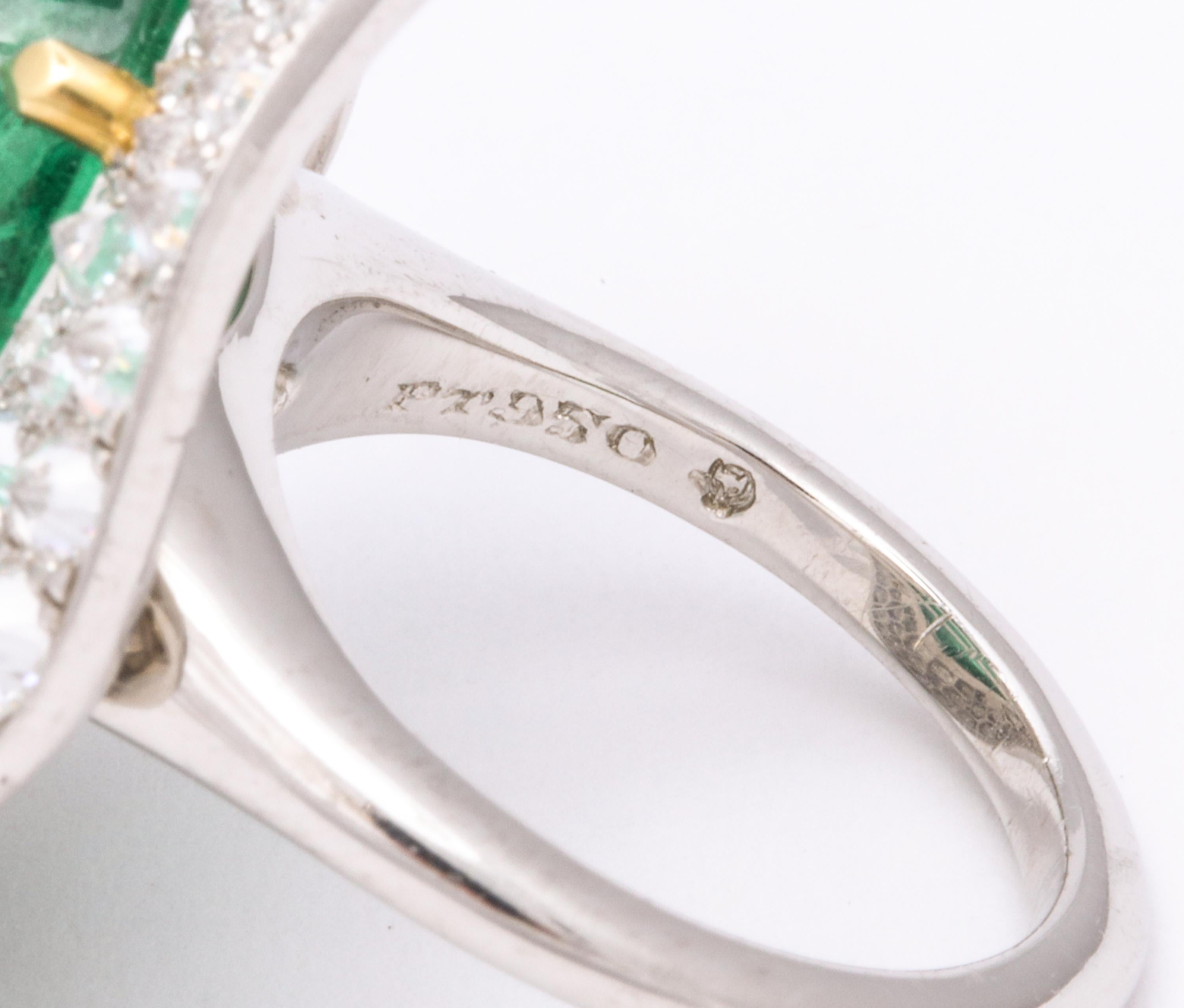 Carvin-French Cabochon Emerald and Diamond "Potato Chip" Ring For Sale ...