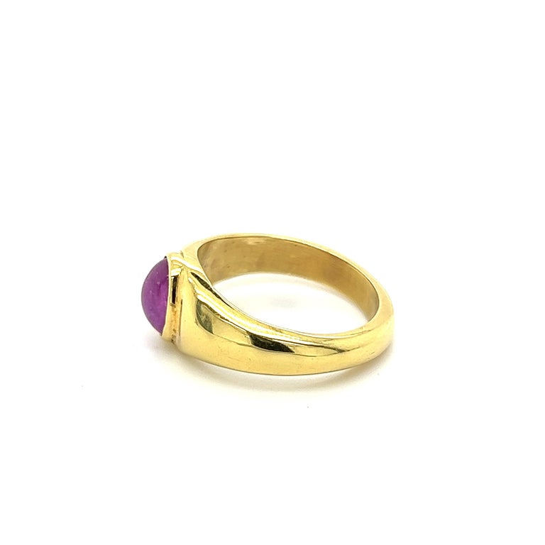 Cabochon Pink Sapphire Belcher Ring For Sale at 1stDibs