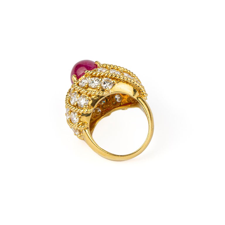 Cabochon Ruby and Diamond Ring For Sale at 1stDibs
