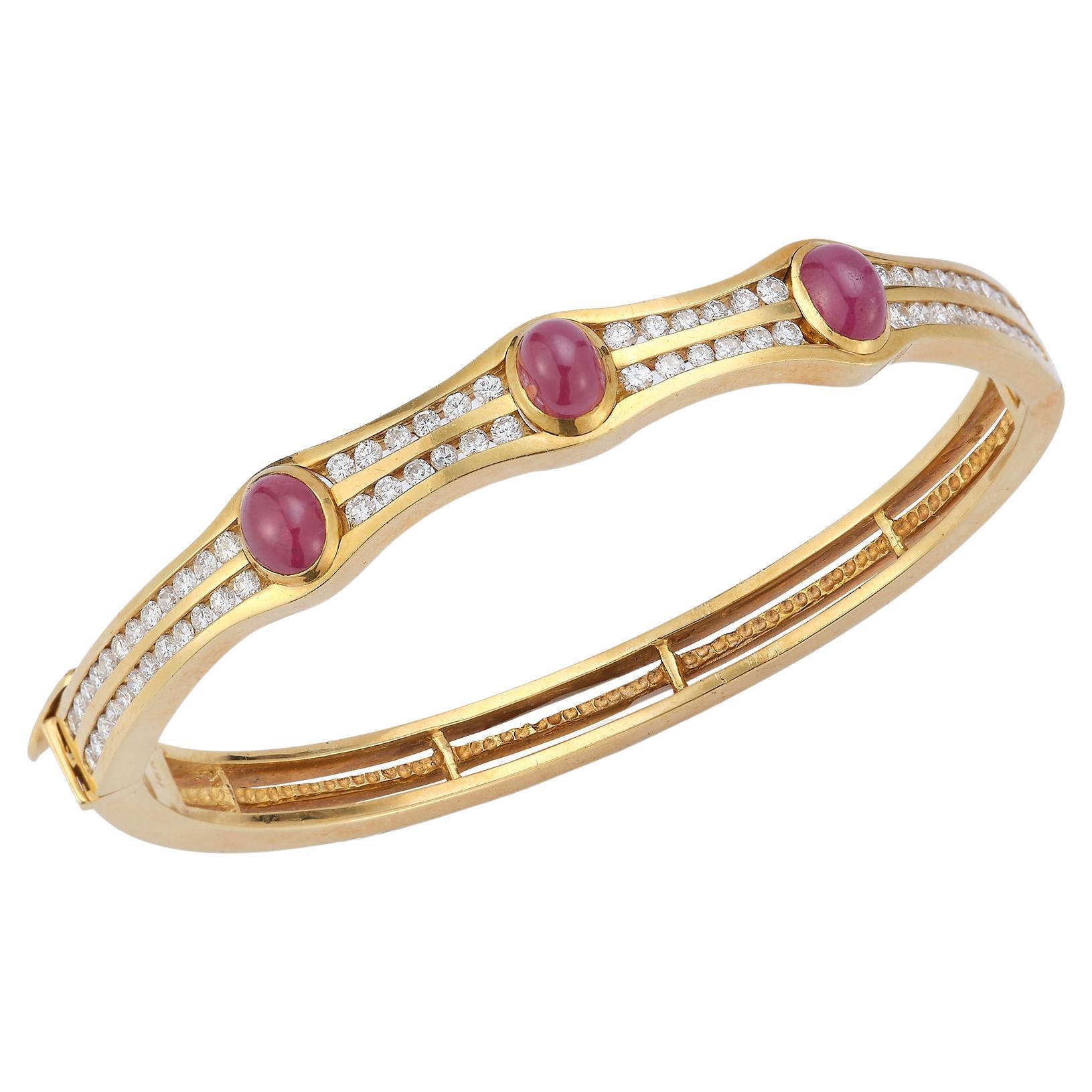 Rubies Pink Gold Bangle For Sale at 1stDibs