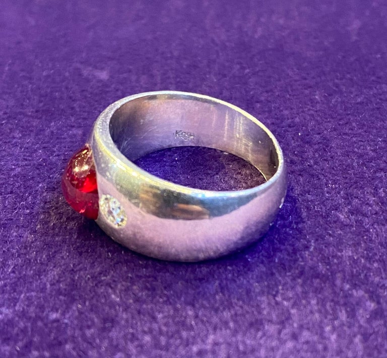 Cabochon Ruby and Diamond Mens Gypsy Ring For Sale at 1stDibs