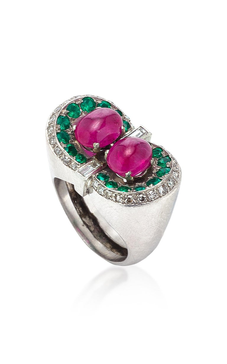 Cabochon Ruby Emerald Emeralds Diamond Ring at 1stDibs | ruby emerald ...