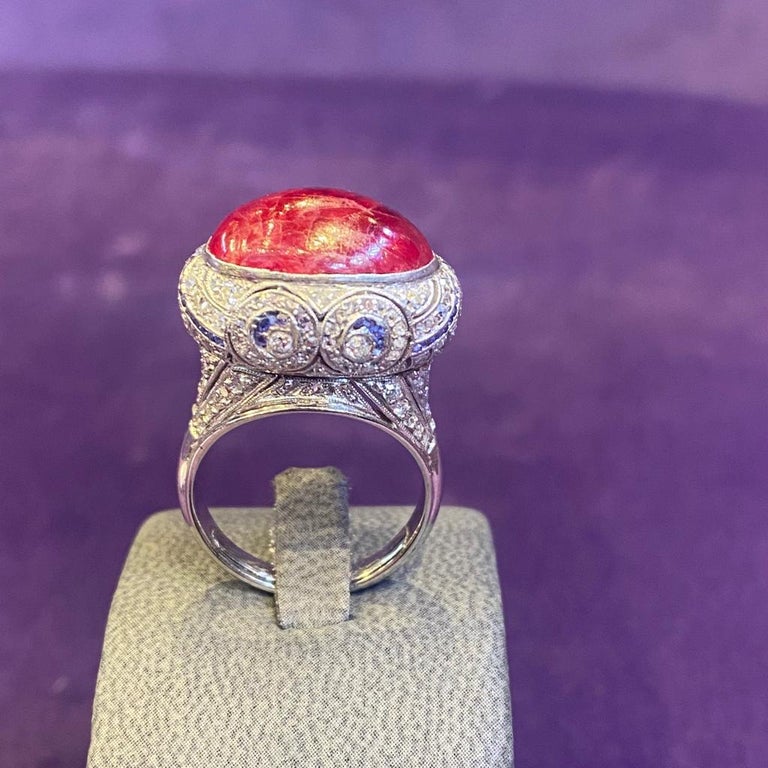 Cabochon Ruby White Gold Ring For Sale at 1stDibs