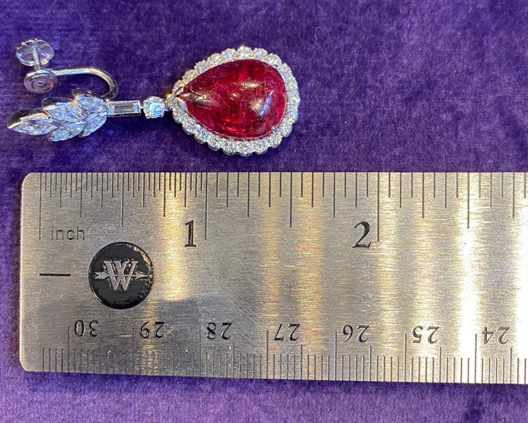 Cabochon Spinel and Diamond Earrings For Sale at 1stDibs