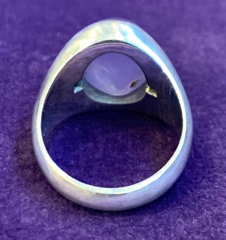 Cabochon Star Sapphire and Diamond Men's Ring For Sale at 1stDibs