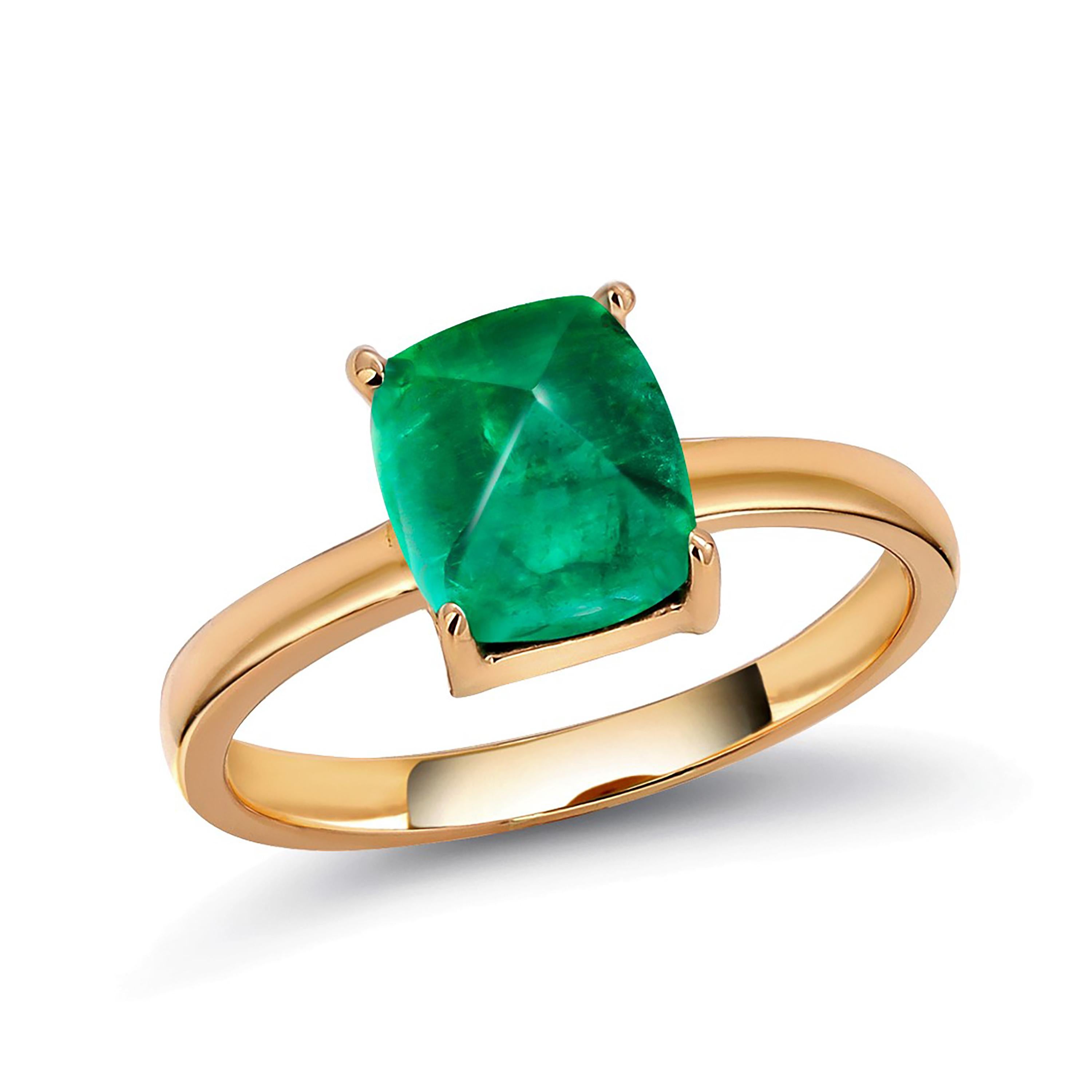 Fine High Domed Cabochon Emerald Ring at 1stDibs