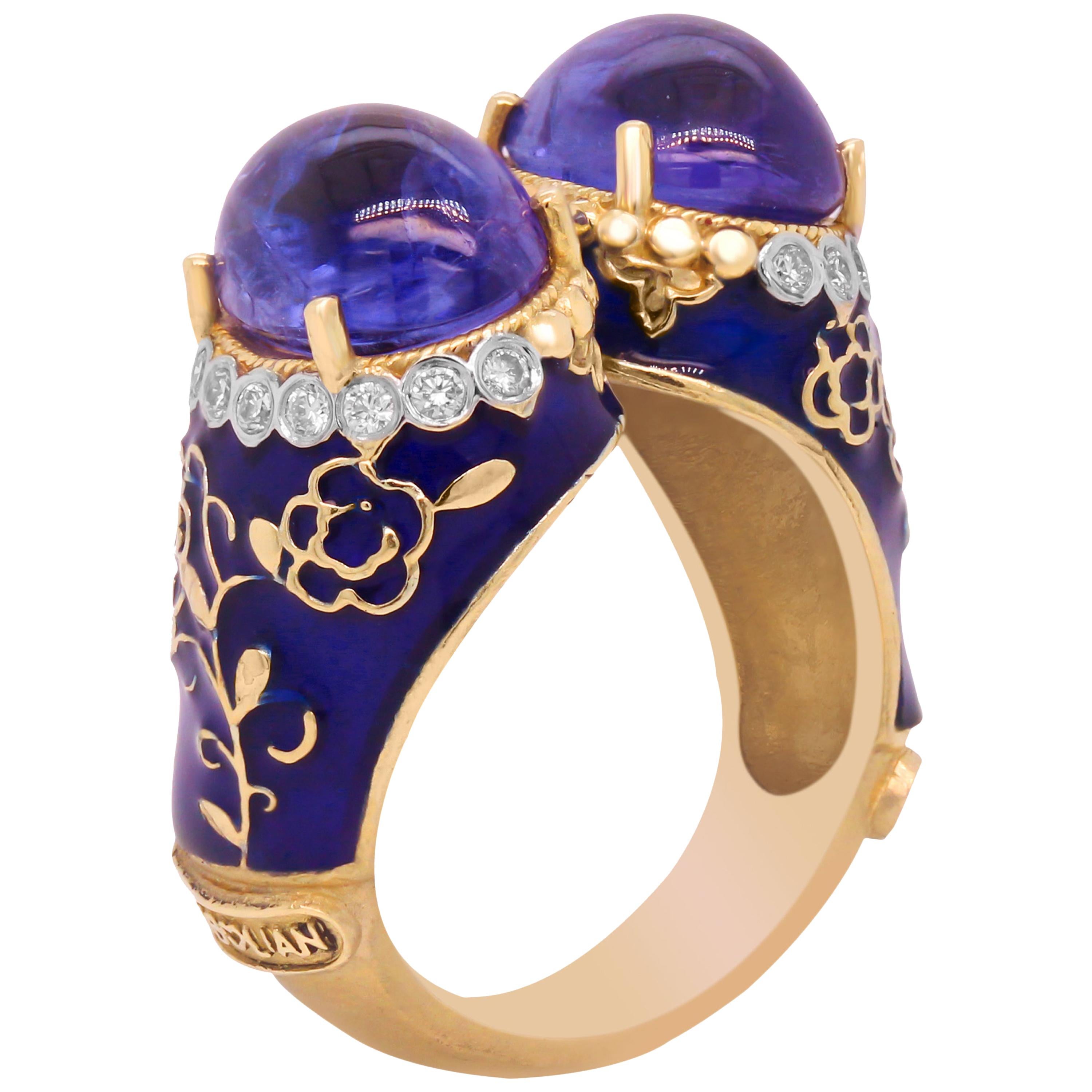 Stambolian Persian Turquoise Blue Sapphire Gold Ring For Sale at ...