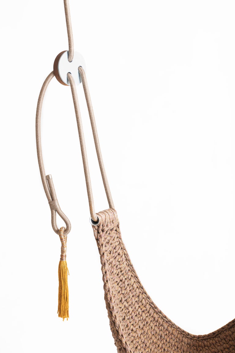 Brown, Gold and Pink Saddle Swing Handmade Crochet Outdoor Hammock Seat ...