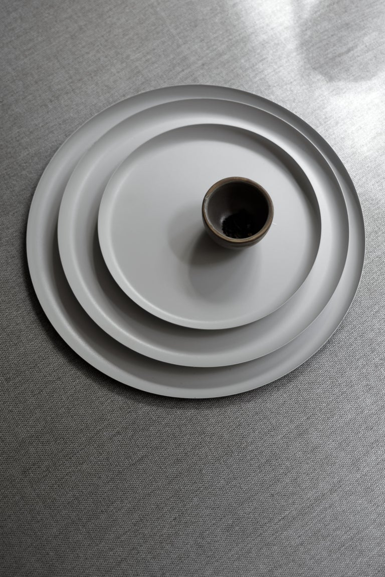 Cacao Light Gray Steel Trays Set For Sale at 1stDibs