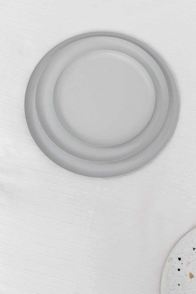 Cacao Light Gray Steel Trays Set For Sale at 1stDibs