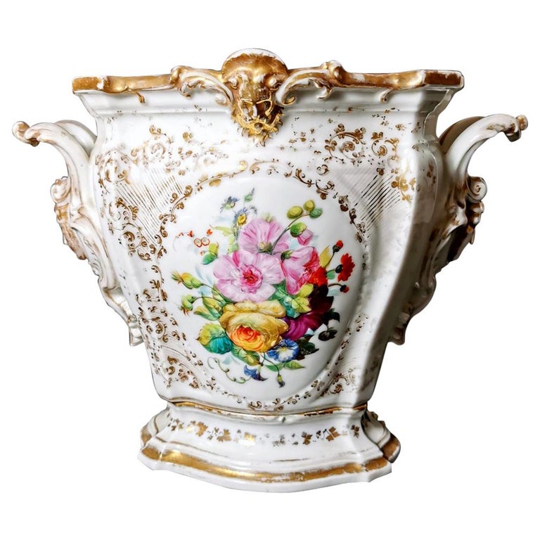 Cachepot Porcelain De Paris Hand decorated Napoleon III at 1stDibs