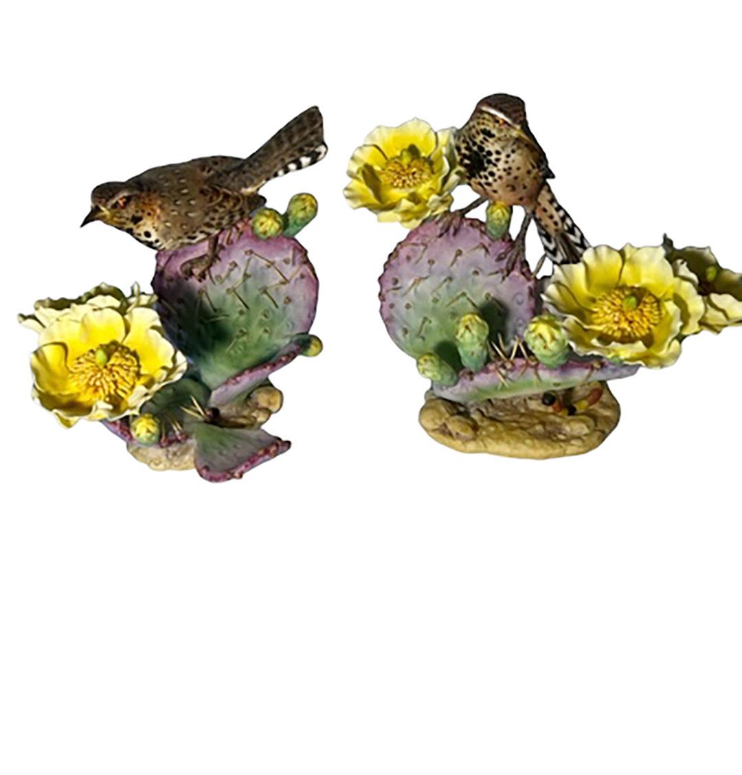 Cactus Wren and Prickly Pear Porcelain Birds For Sale at 1stDibs