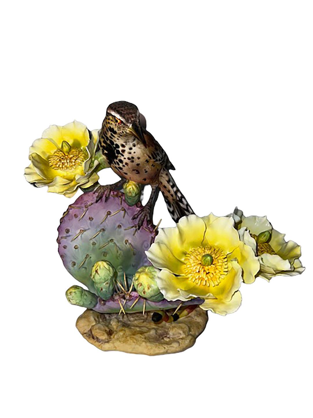 Cactus Wren and Prickly Pear Porcelain Birds For Sale at 1stDibs