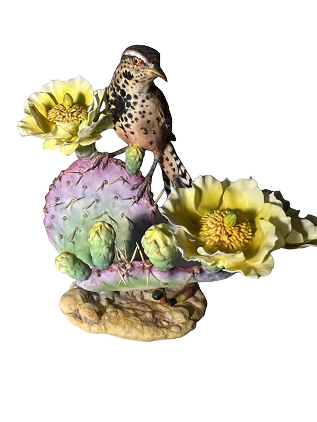 Cactus Wren and Prickly Pear Porcelain Birds For Sale at 1stDibs