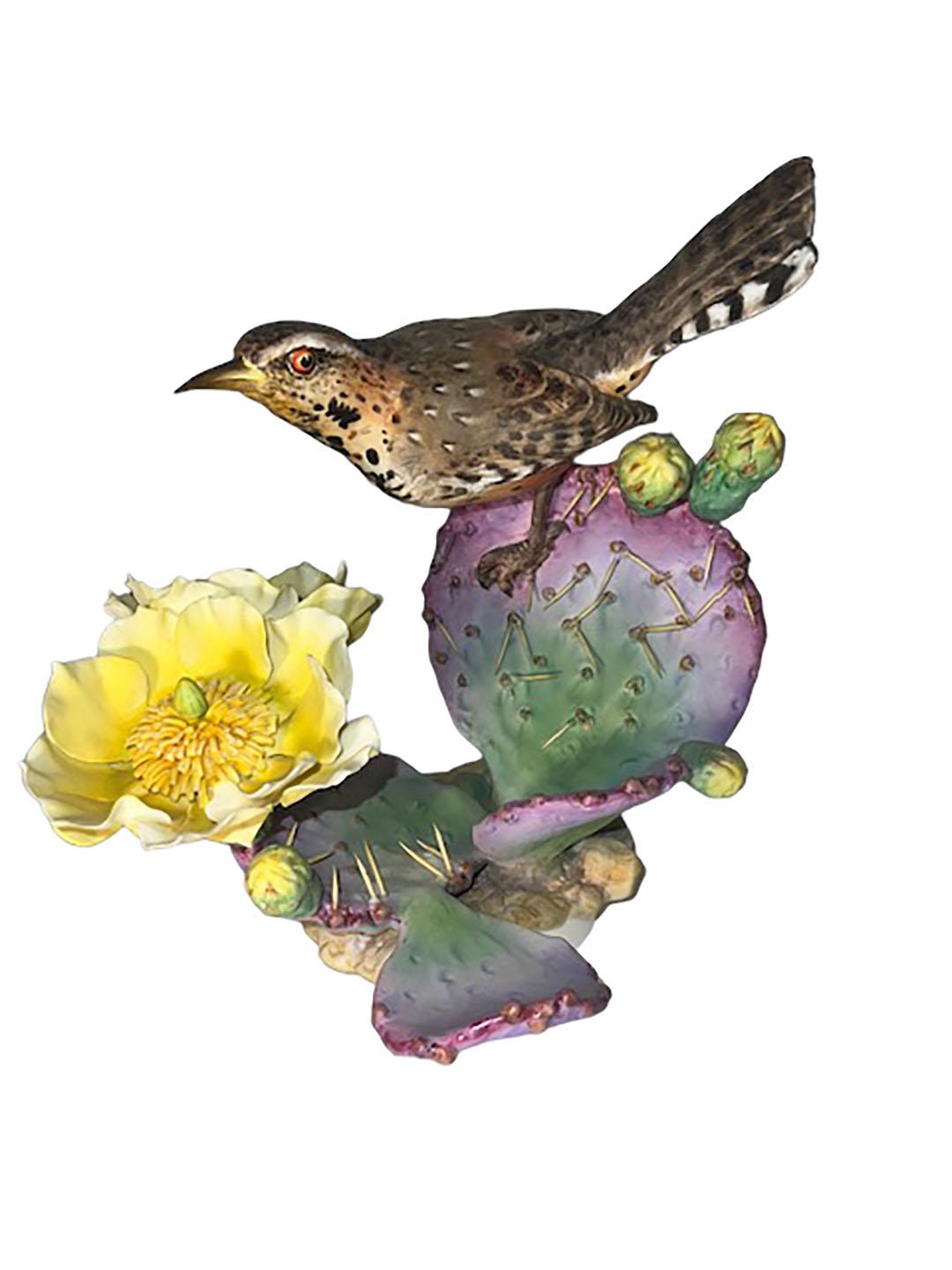 Cactus Wren and Prickly Pear Porcelain Birds For Sale at 1stDibs