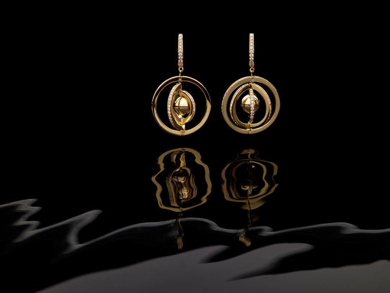 Duality Earrings, 18 Karat Yellow Gold and White Diamonds at 1stDibs