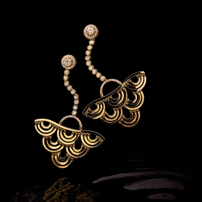 CADAR Duet Earrings, 18K Yellow Gold and 1.51cttw White Diamonds at 1stDibs