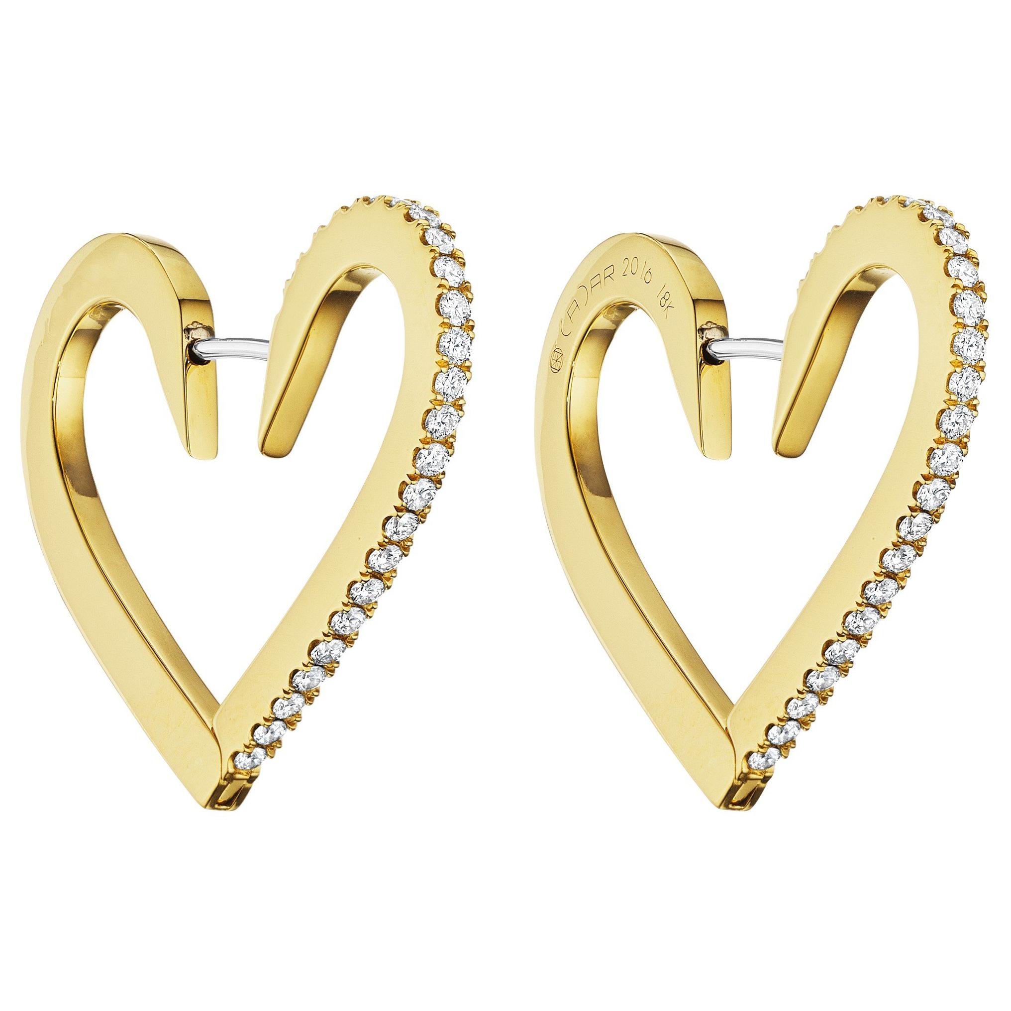 CADAR Endless Hoop Earrings, 18K Yellow Gold and White Diamonds - Large ...