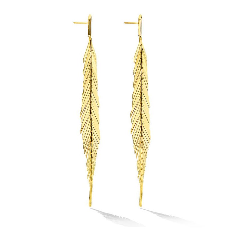 CADAR Feather Drop Earrings, 18K Yellow Gold - Large at 1stDibs | cadar ...
