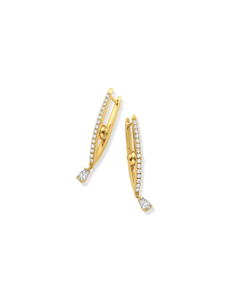 Cadar Reflections Hoops, 18k Yellow Gold and White Diamonds, Small at ...