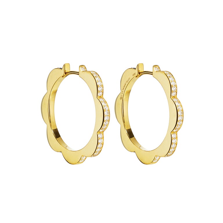 Cadar Triplet Hoop Earrings, 18 Karat Gold and Black and White Diamonds ...