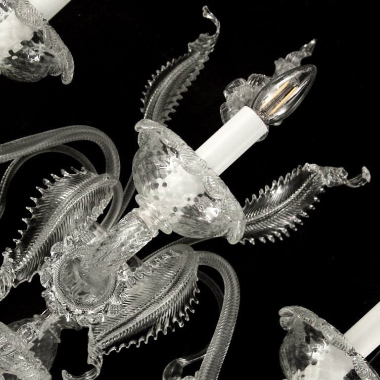 Murano Wall lamp 4+3 arms Double Tier Clear Blown Glass Caesar by ...