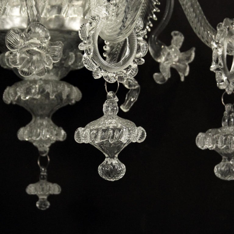 Murano Wall lamp 4+3 arms Double Tier Clear Blown Glass Caesar by ...