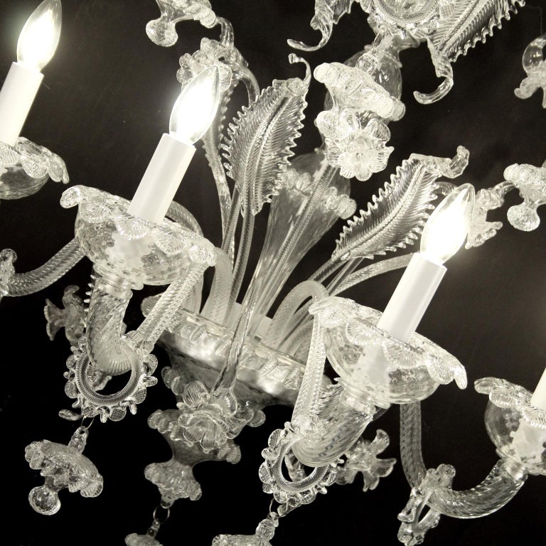 Murano Wall lamp 4+3 arms Double Tier Clear Blown Glass Caesar by ...