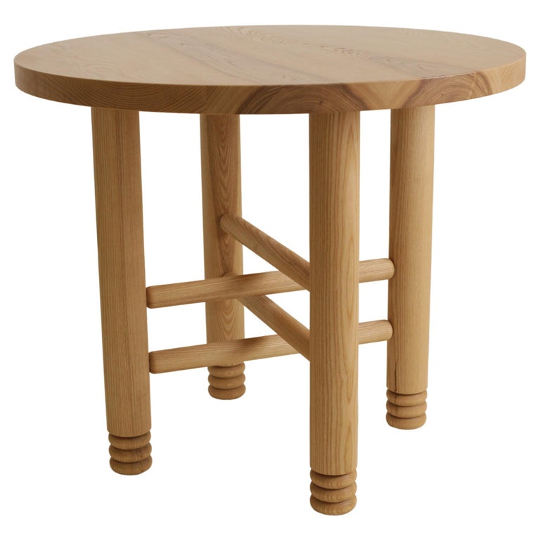 Cafe Table in Turned Ash with Beaded Leg Details by Boyd and Allister ...