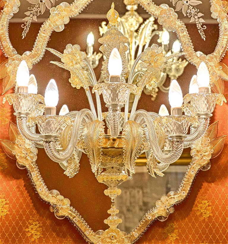 "Ca'Foscari" Murano Glass Mirror with Appliques 5 Lights by Fratelli ...