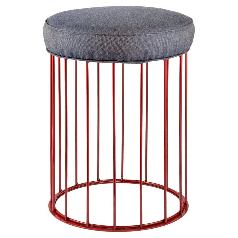 Cage Carmine Red Iron Stool For Sale at 1stDibs
