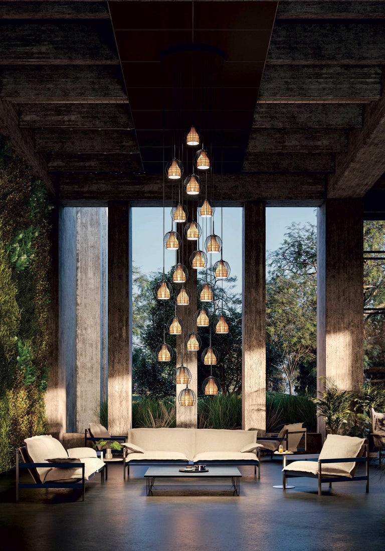 Cage Small Cluster Suspension in White with Bronze Diffuser by Diesel ...