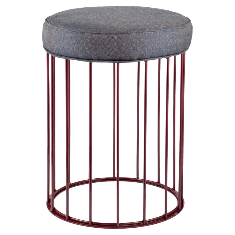 Cage Wine Red Iron Stool For Sale at 1stDibs