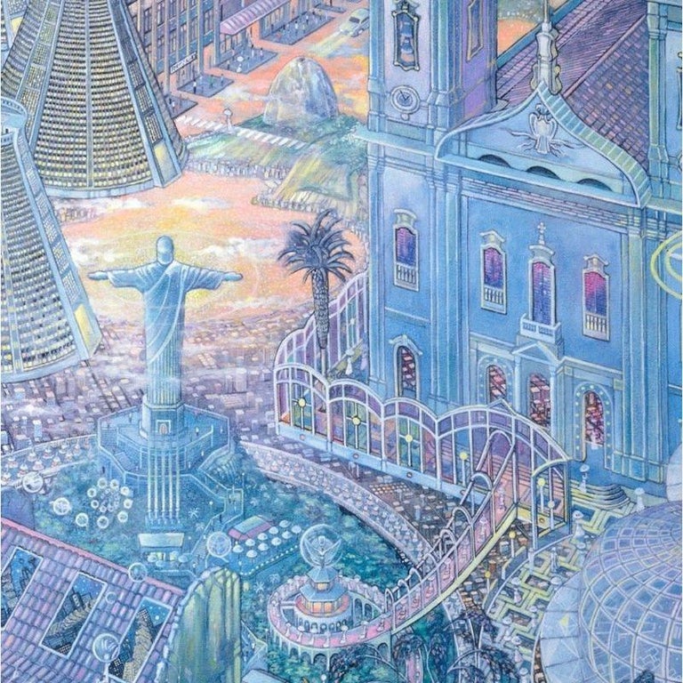 Caio Locke - Metropolis Rio, peinture à l'acrylique et à l'huile sur ...
